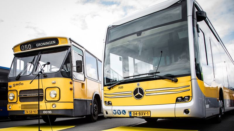 De nieuwe elektrische bus van Qbuzz is... GADO-geel - RTV Noord