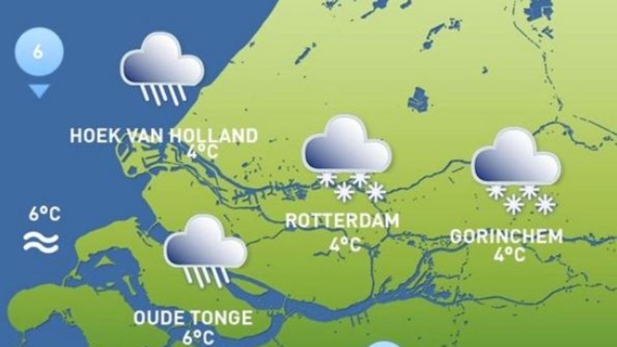 Het weer van vrijdag: regen en sneeuw - Rijnmond