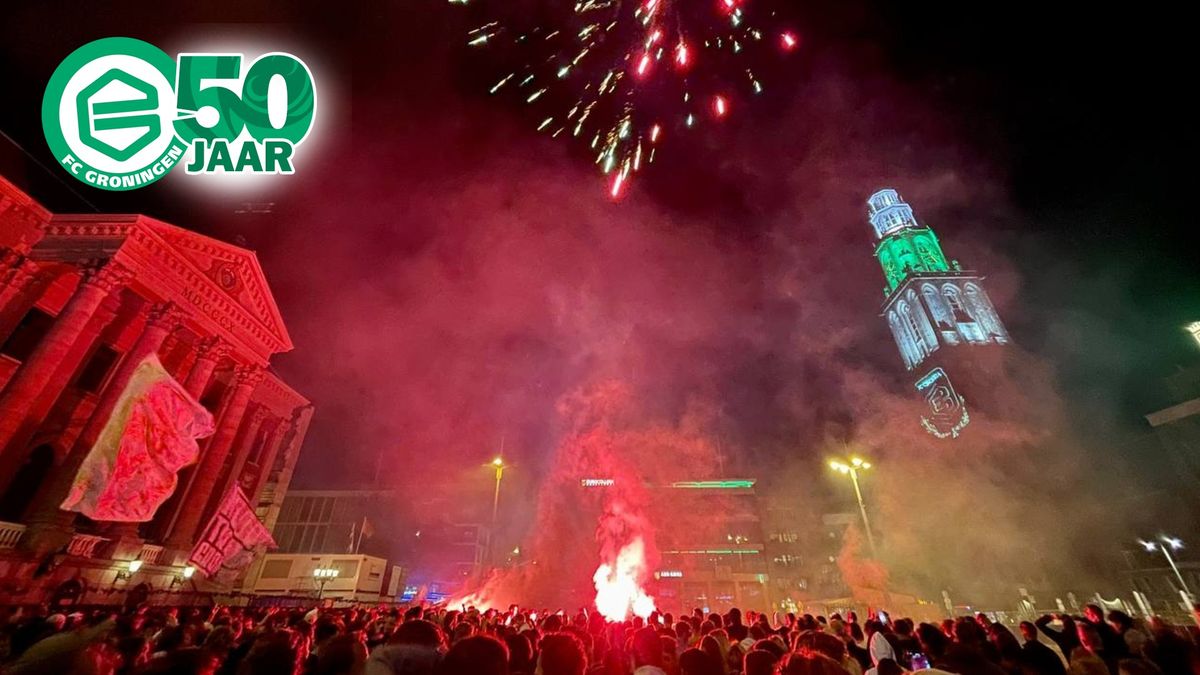 FC Groningen-fans trappen jubileum af met fakkels en vuurwerk - RTV Noord