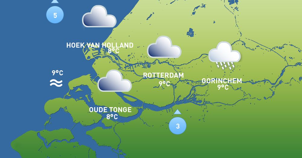 Het weer van vandaag: bewolkte dag - Rijnmond