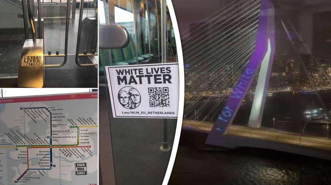 Van stickers plakken naar laserprojectie: White Lives Matter claimt actie Erasmusbrug tijdens ...