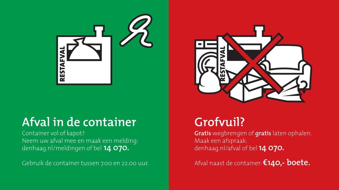 Stickers op afvalcontainers in strijd tegen afval op straat - Omroep West