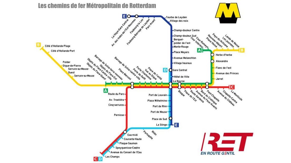 Port de Louvain en Place de Sud: Rotterdamse metrokaart vertaald naar ...