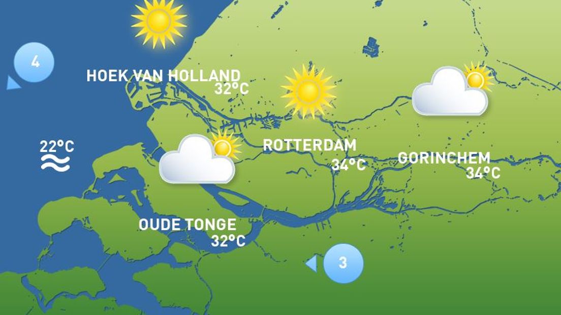 Het weer van vandaag: opnieuw snikheet - Rijnmond