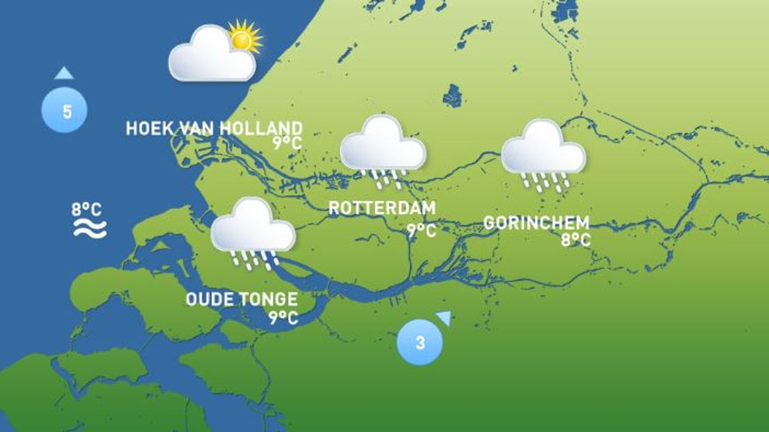 Het weer van vandaag: regen op komst - Rijnmond