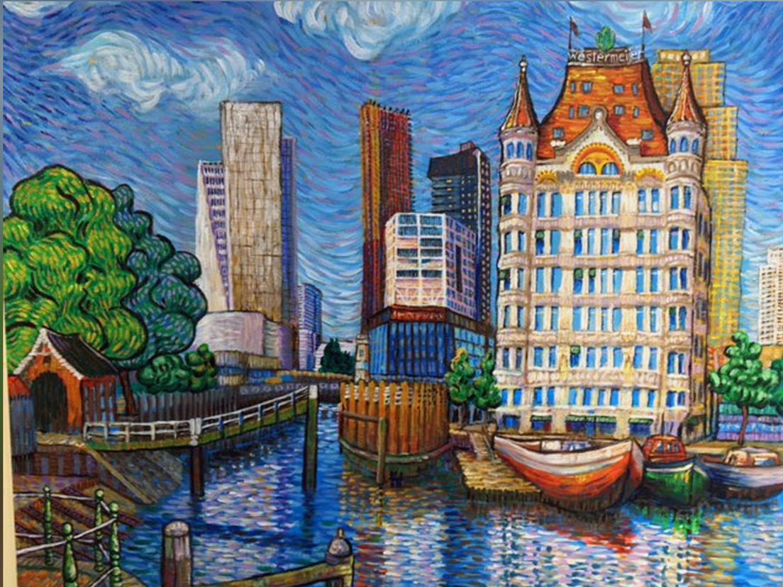 Kunstenares legt Rotterdam vast in Van Gogh-stijl - Rijnmond