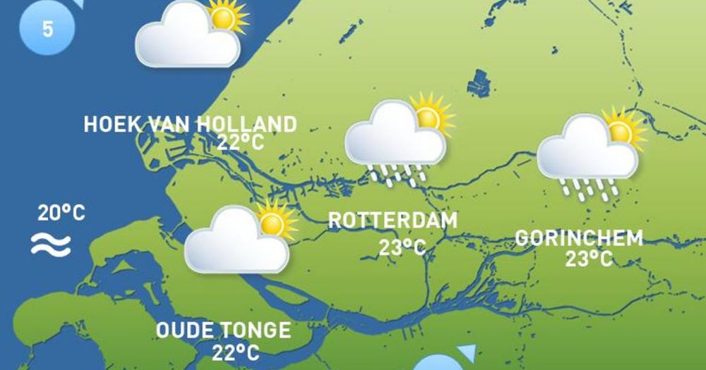Het weer van vandaag: kans op een bui en vrij warm - Rijnmond