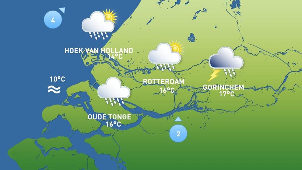 Het weer van vandaag: rustige ochtend, vanmiddag regen en kans op onweer - Rijnmond