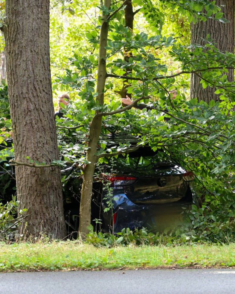 Rijles gaat helemaal verkeerd: auto raakt van weg - Omroep Gelderland