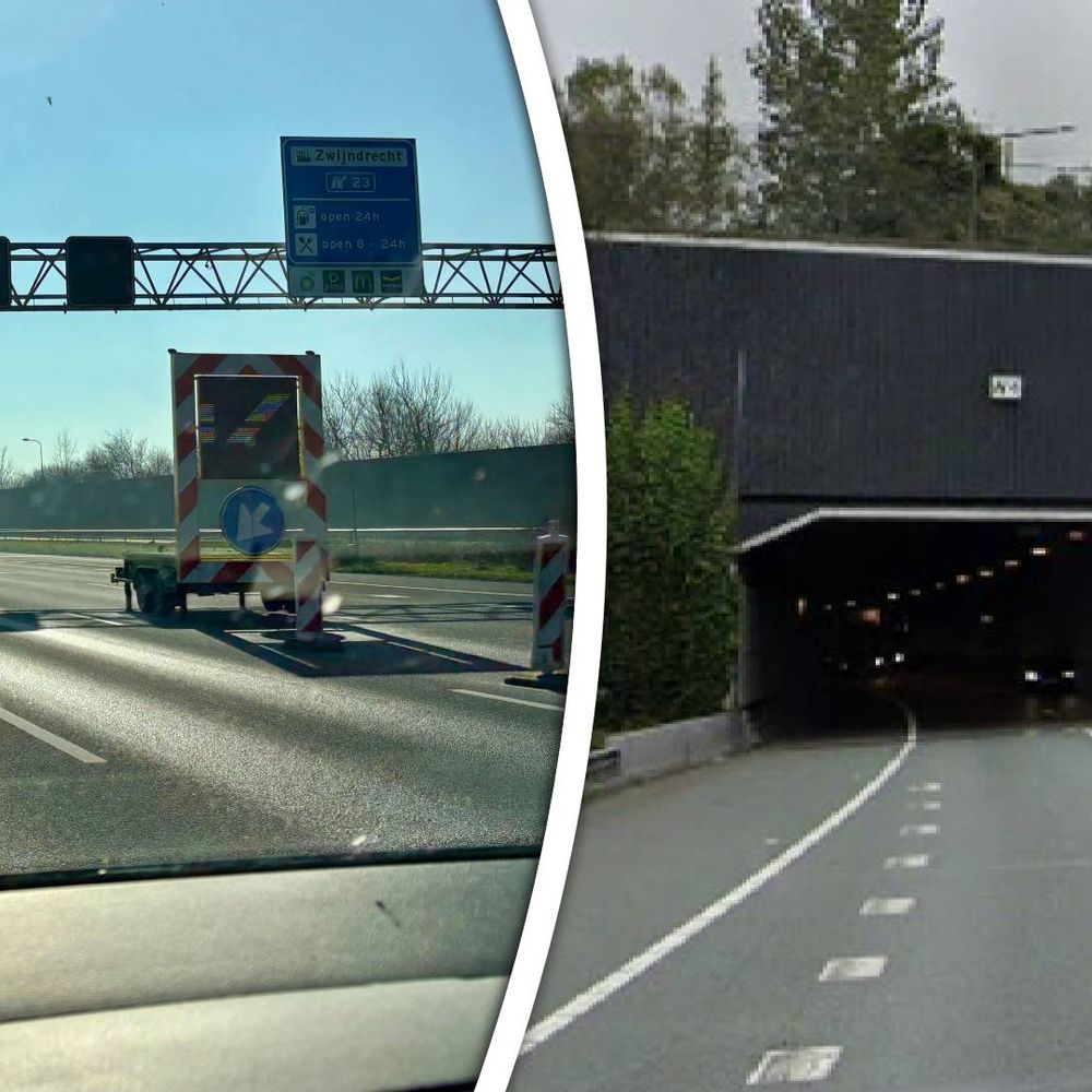 Chaos in verkeer door afgesloten tunnel en wegversmalling - Rijnmond