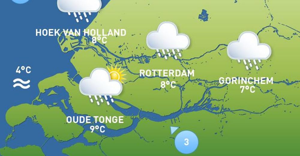 Het weer van vandaag: soms wat regen - Rijnmond