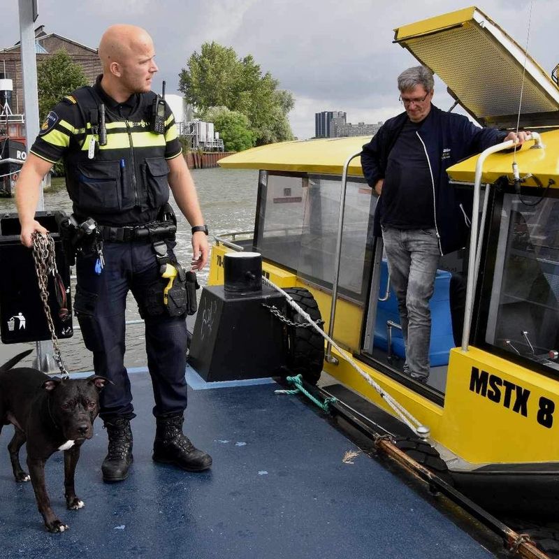 Schipper watertaxi redt verdwaalde hond uit Nieuwe Maas bij Rotterdam ...