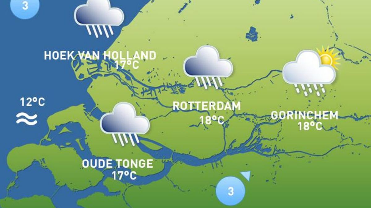 Het weer van vandaag: bewolkt en in de hele regio buien - Rijnmond