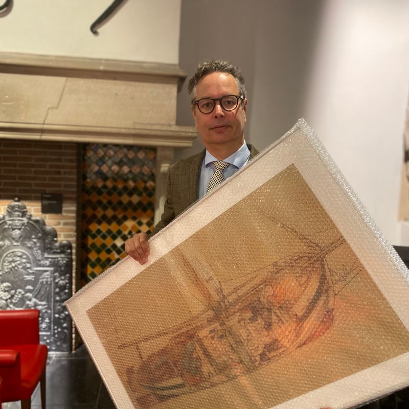 Schilderij 'de Groene Draeck' cadeau gegeven aan koninklijke familie ...