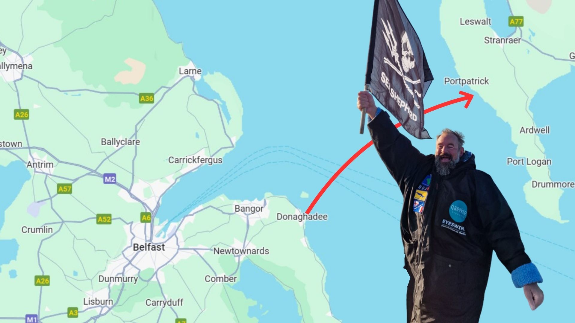 Gertjan (57) zwemt van Noord-Ierland naar Schotland, gewoon in een ...
