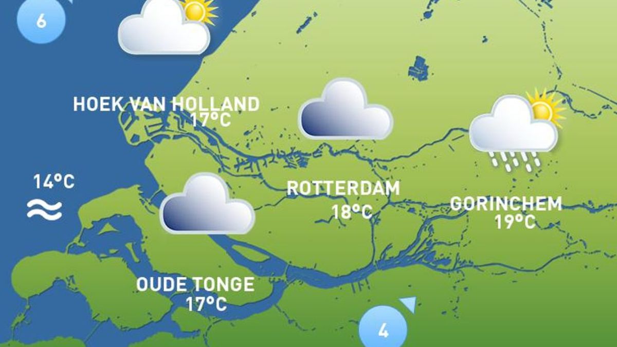 Het weer vandaag: bewolking en af en toe een bui - Rijnmond