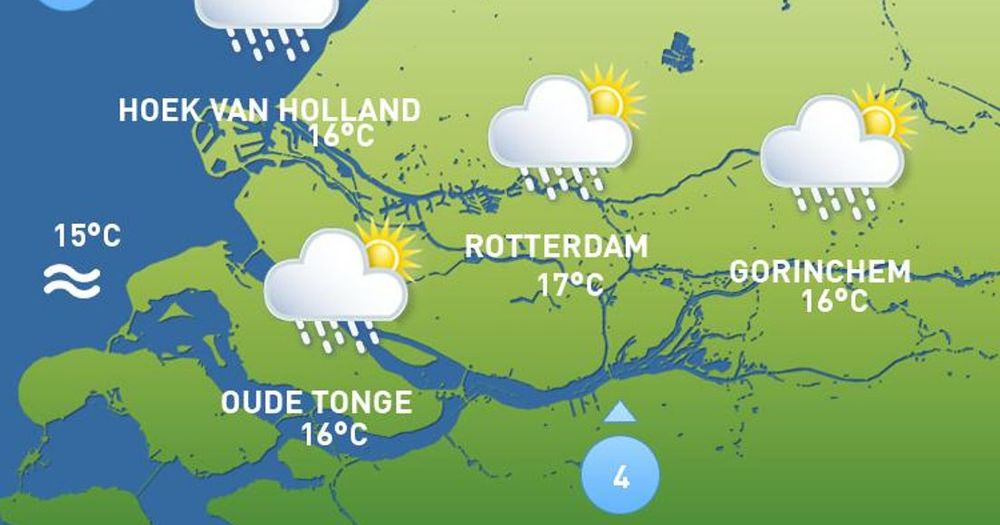 Het weer van vandaag: eerst af en toe zon, later buien - Rijnmond