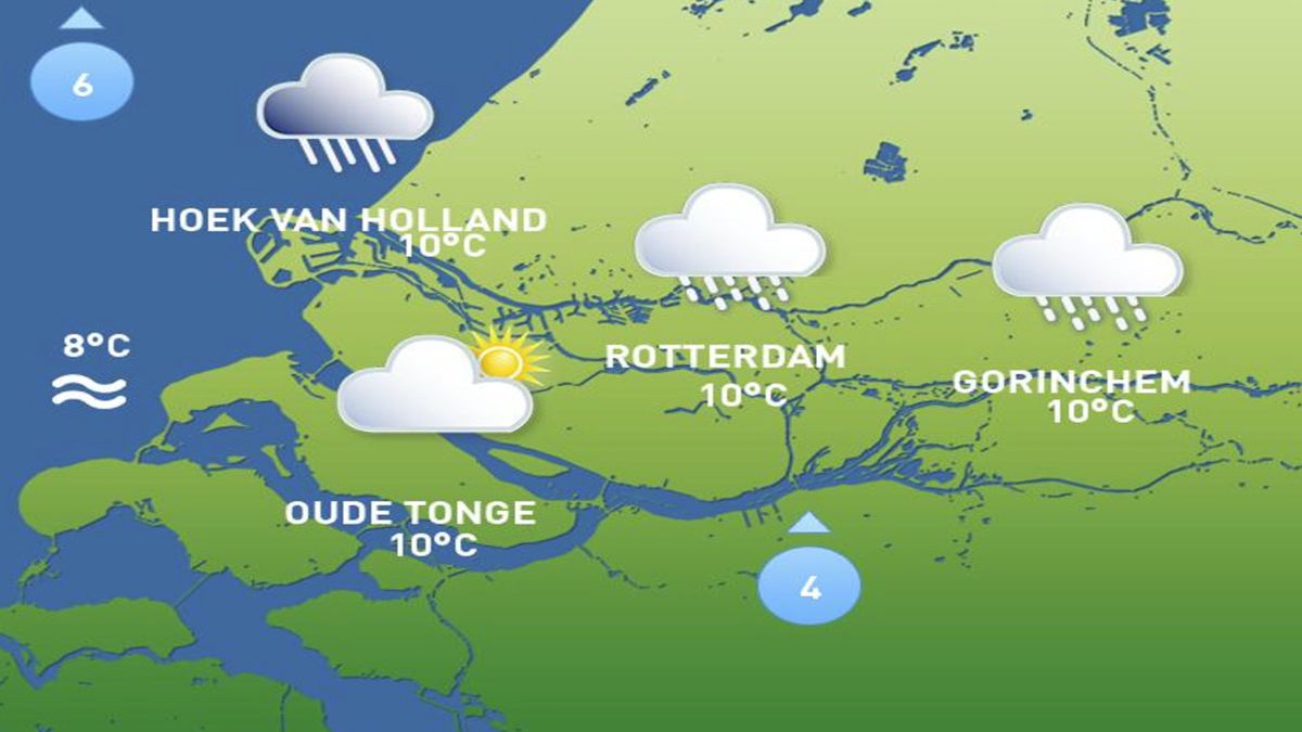 Het weer vandaag: eerst regen, vanmiddag zon - Rijnmond