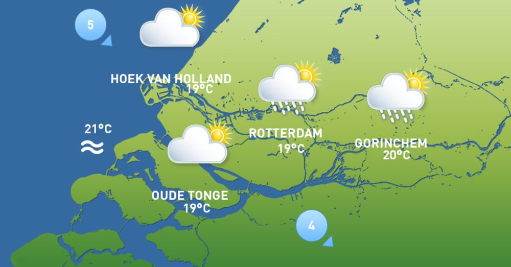 Het weer van vandaag: eerst buien en koel - Rijnmond