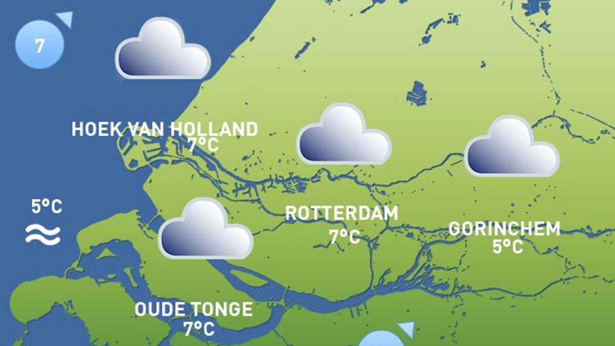 Het weer van vandaag: bewolkt en plaatselijk wat motregen - Rijnmond