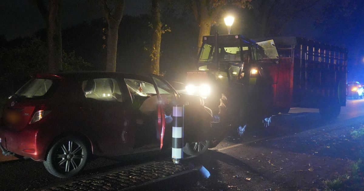 Twee gewonden bij frontale botsing tussen auto en trekker in Langelo - RTV Drenthe