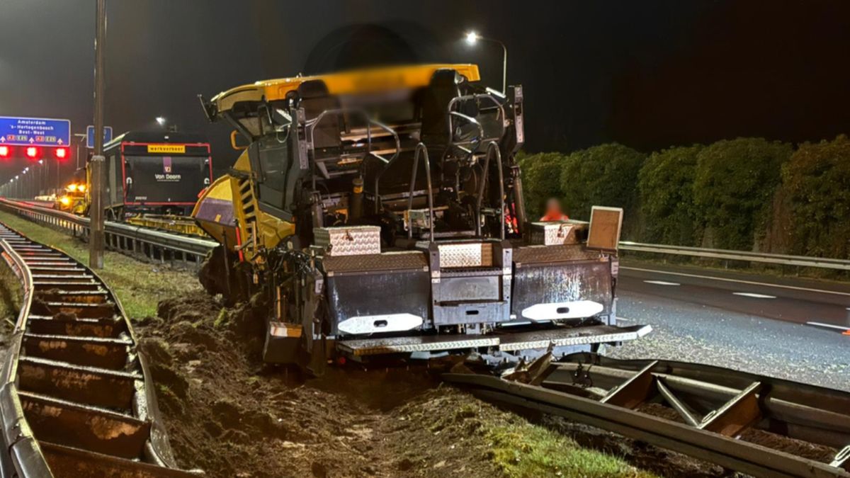Flinke files richting Eindhoven tijdens ochtendspits vanwege ongeval met asfalteringsmachine ...