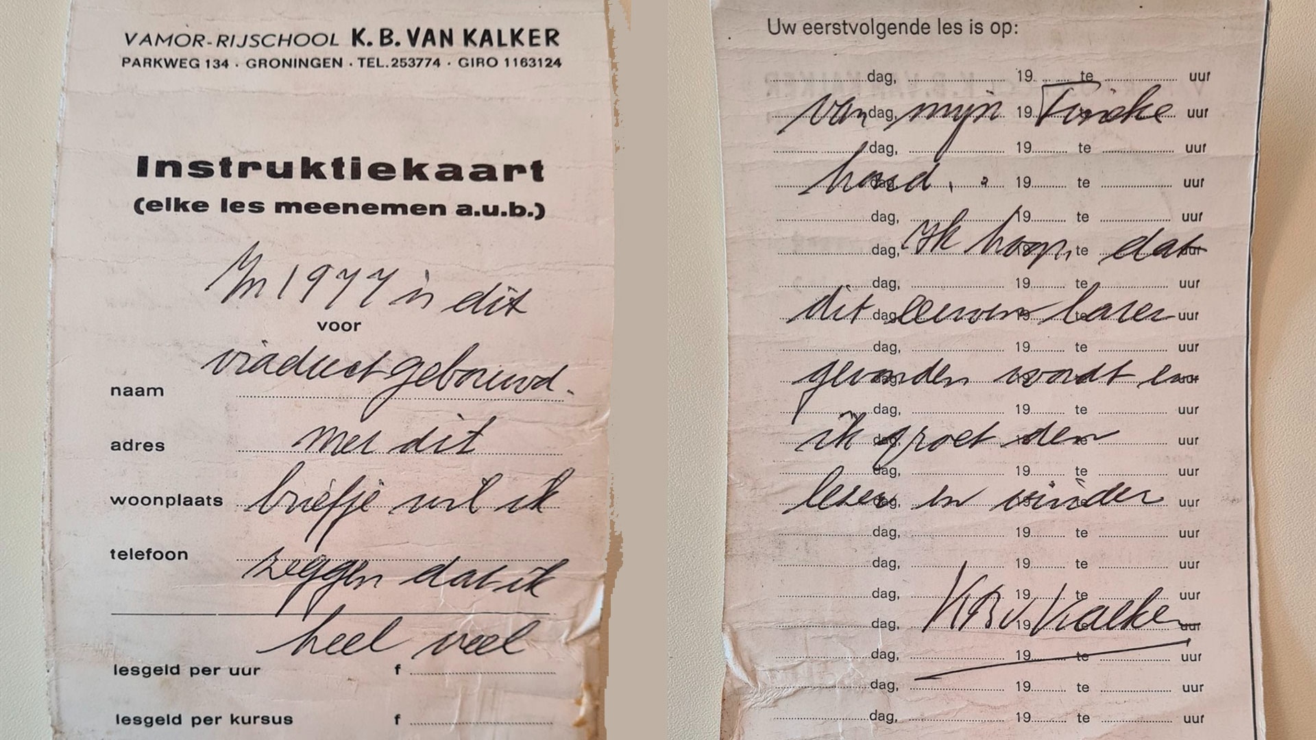 De vader van Petra (70) stopte 45 jaar geleden een lief briefje in het ...