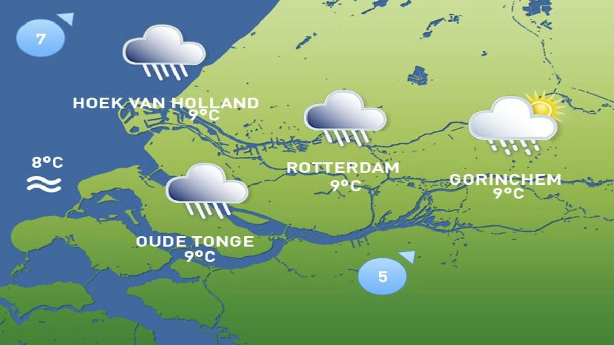 Het weer vandaag: stevige wind en enkele buien - Rijnmond
