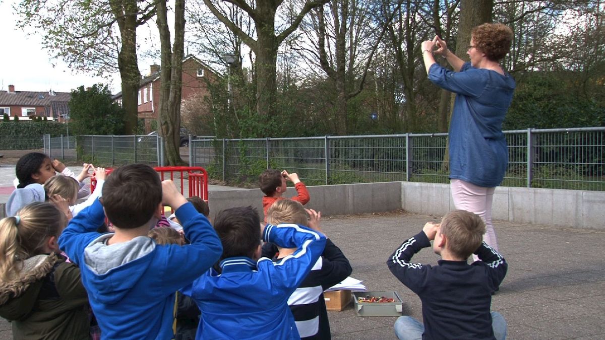 Nationale buitenlesdag; leerlingen Johan Frisoschool in Rijssen rekenen ...