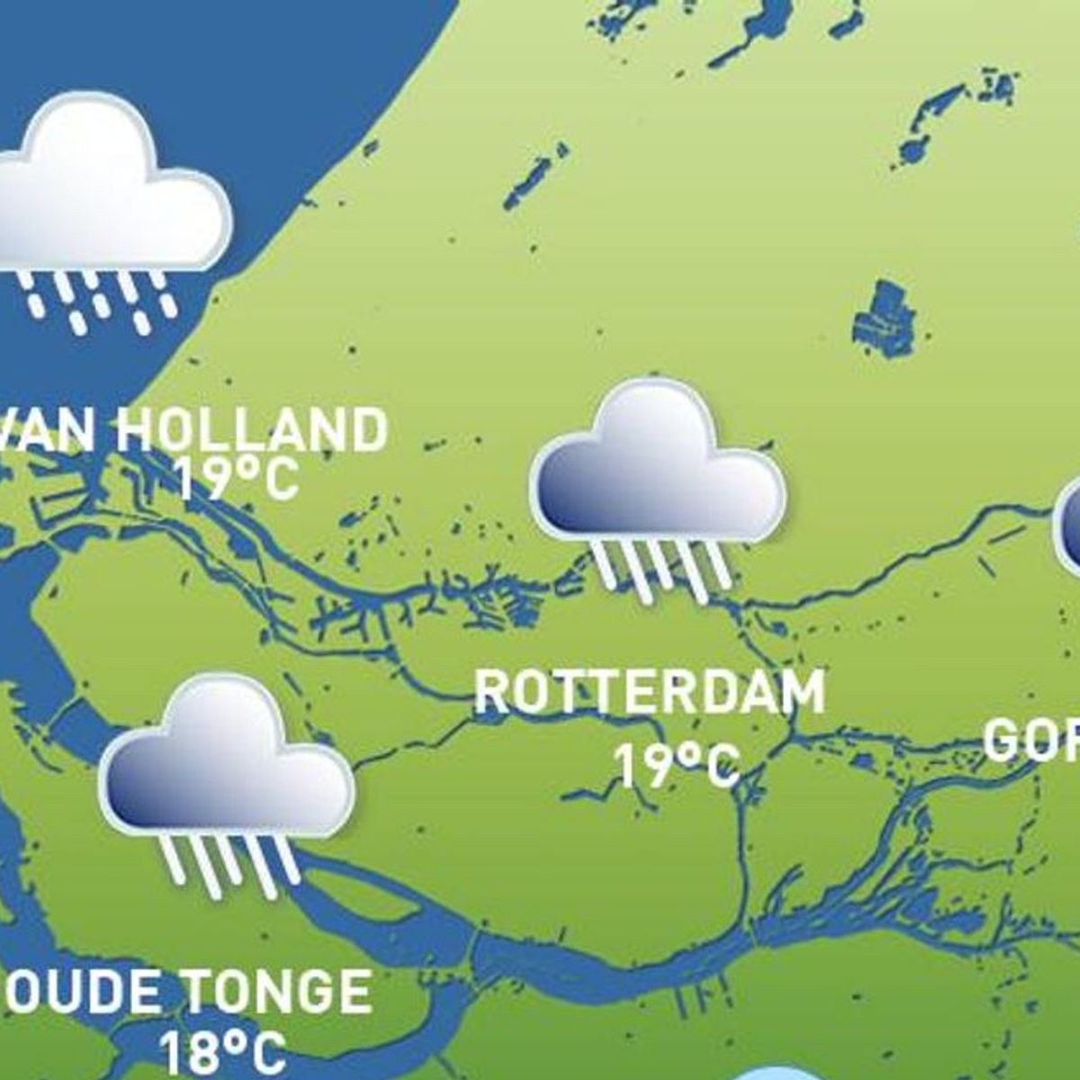 Het weer van vandaag: bewolking en regen - Rijnmond
