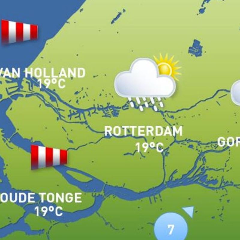Het weer voor woensdag: in de ochtend torm Poly met zeer zware windstoten, vanaf de middag ...