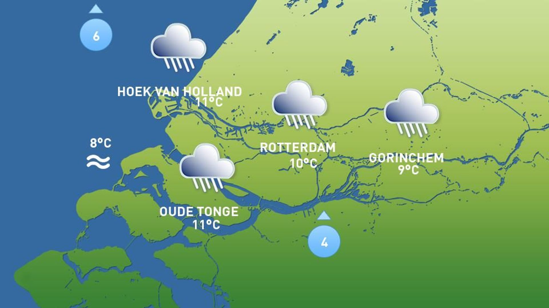 Het weer van vandaag: regen en meer wind - Rijnmond