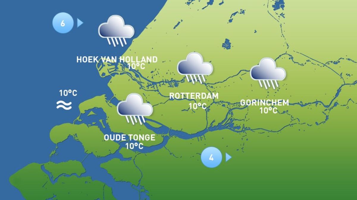 Het weer: regen, en daarna een bui - Rijnmond