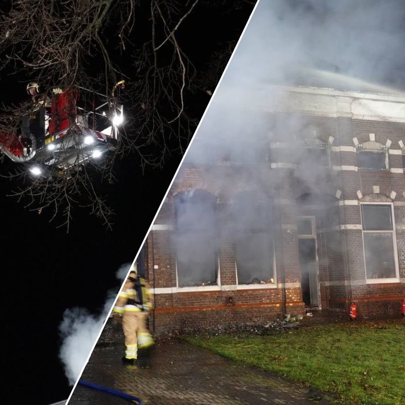 Sein brand meester gegeven bij blussen uitslaande brand in woonboerderij in De Krim - Oost