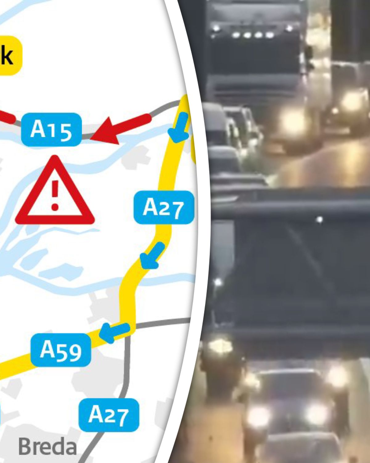 Meerdere incidenten op A15 zorgen voor lange files; botsing en stenen ...
