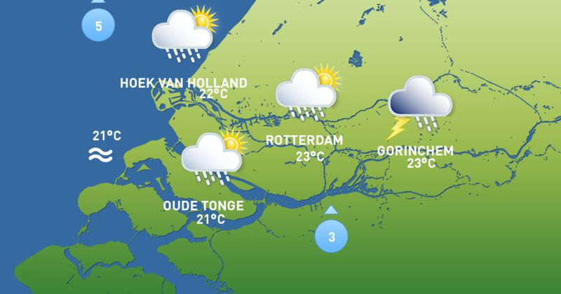 Het weer van vandaag: enkele (onweers)buien - Rijnmond