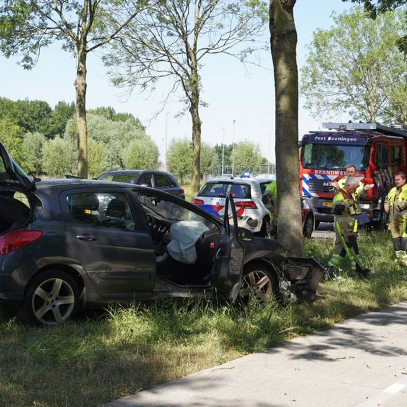 Auto knalt frontaal tegen een boom - Omroep Gelderland