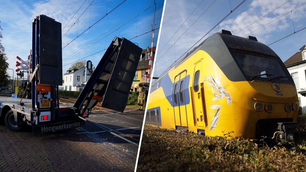Vrachtwagen en trein botsen, de hele middag geen treinen - Omroep ...