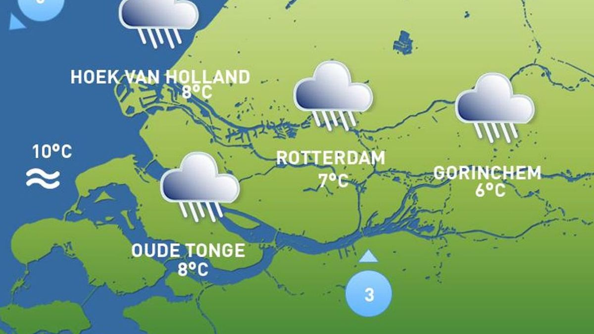 Het weer van vandaag: veel regen - Rijnmond
