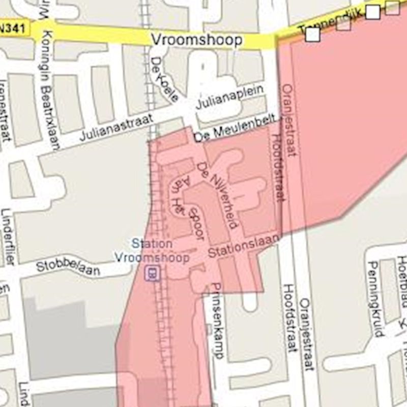 Gebied afzetting V'hoop verkleind - Oost