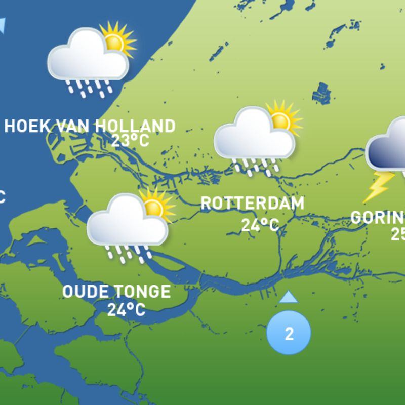 Het weer van vandaag: enkele buien en minder warm - Rijnmond