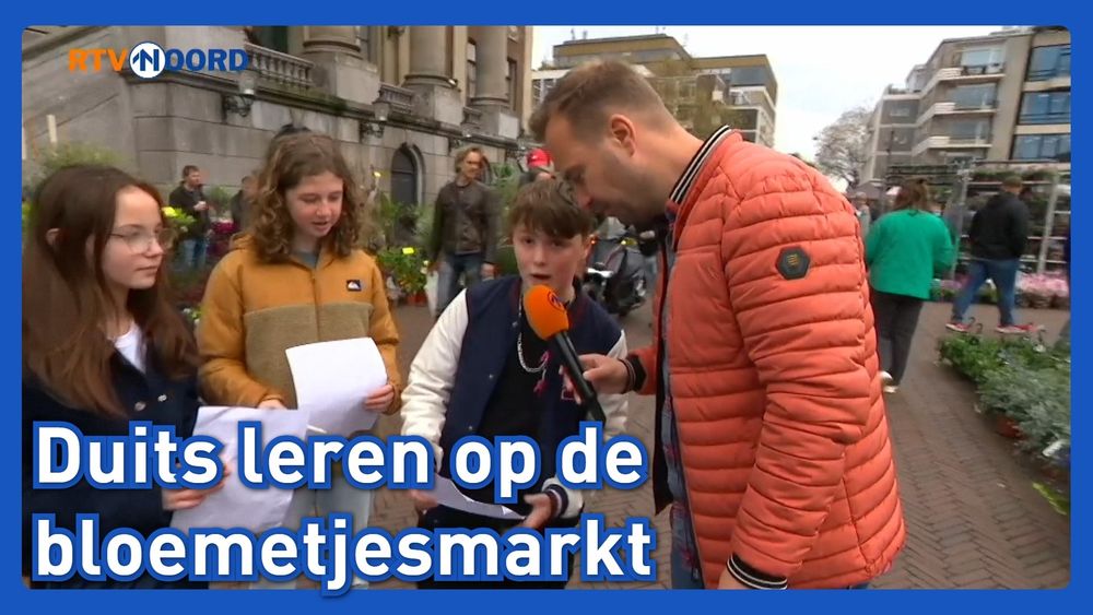 Duits oefenen voor school op de Bloemetjesmarkt - RTV Noord