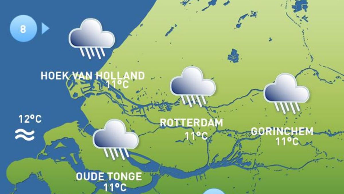 Het weer van vandaag: windstoten, regen, buien - Rijnmond