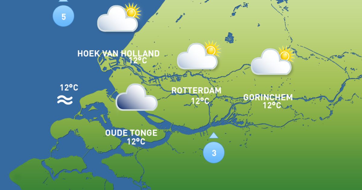 Het weer van vandaag: vanavond regen - Rijnmond