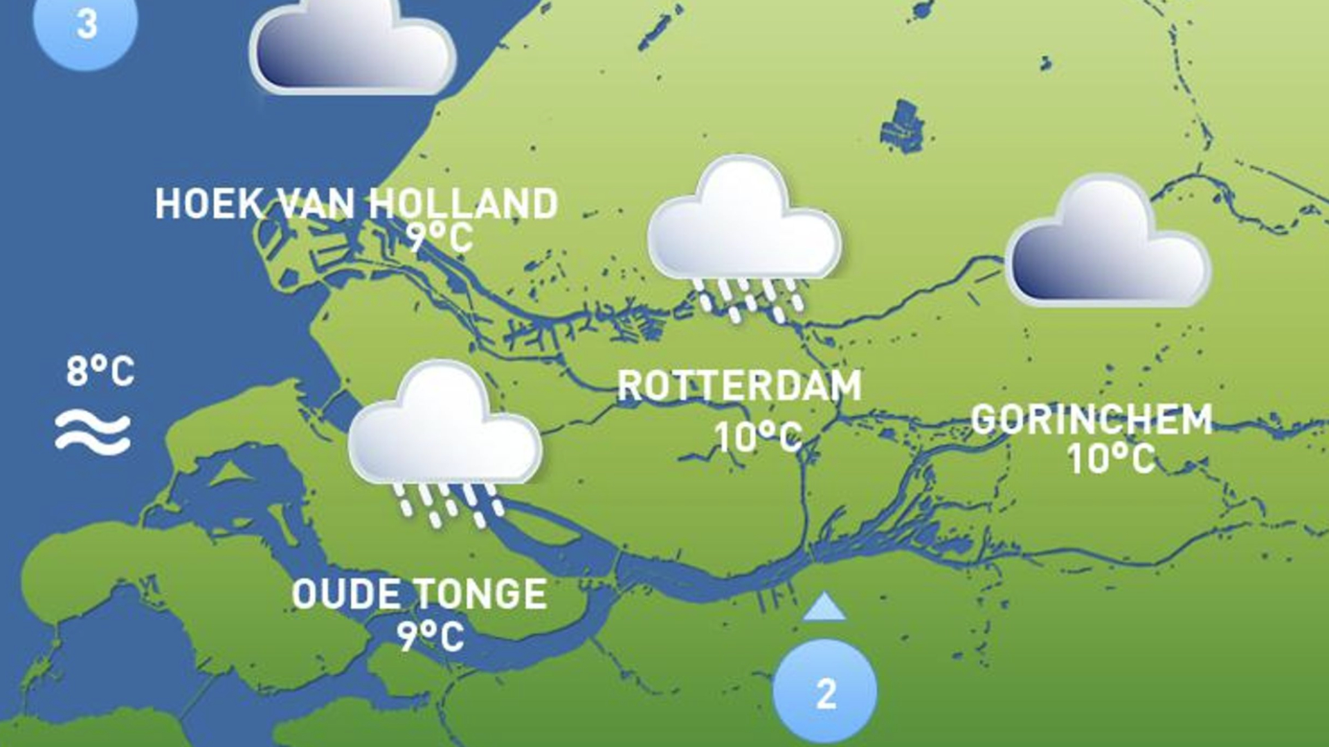 Het weer vandaag: overwegend bewolkt met lichte regen - Rijnmond