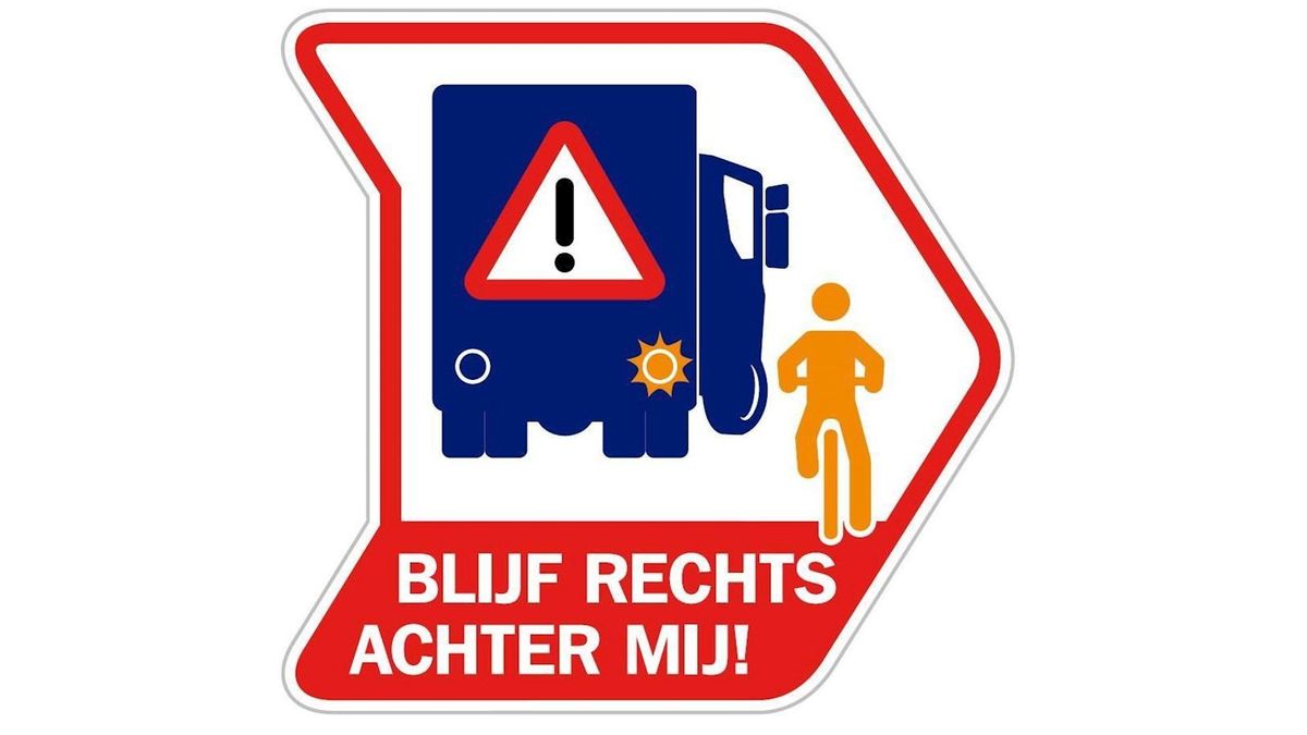 Eerste speciale dode hoek-stickers voor vrachtwagens uitgedeeld in ...