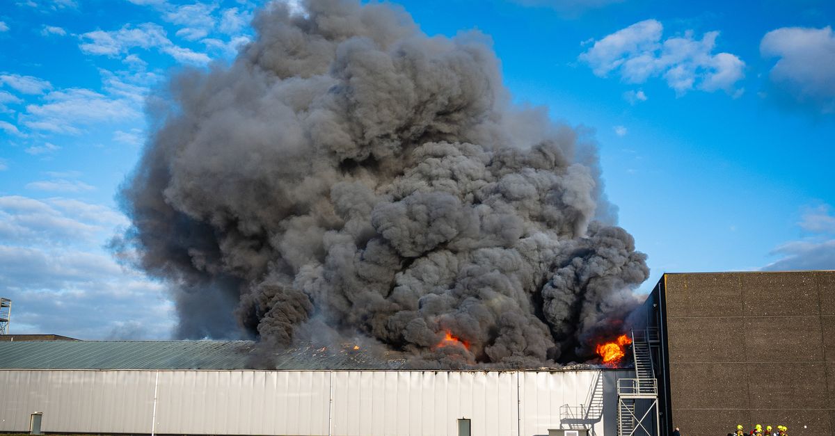 Grote brand in loods, blussen duurt mogelijk nog dagen - Rijnmond