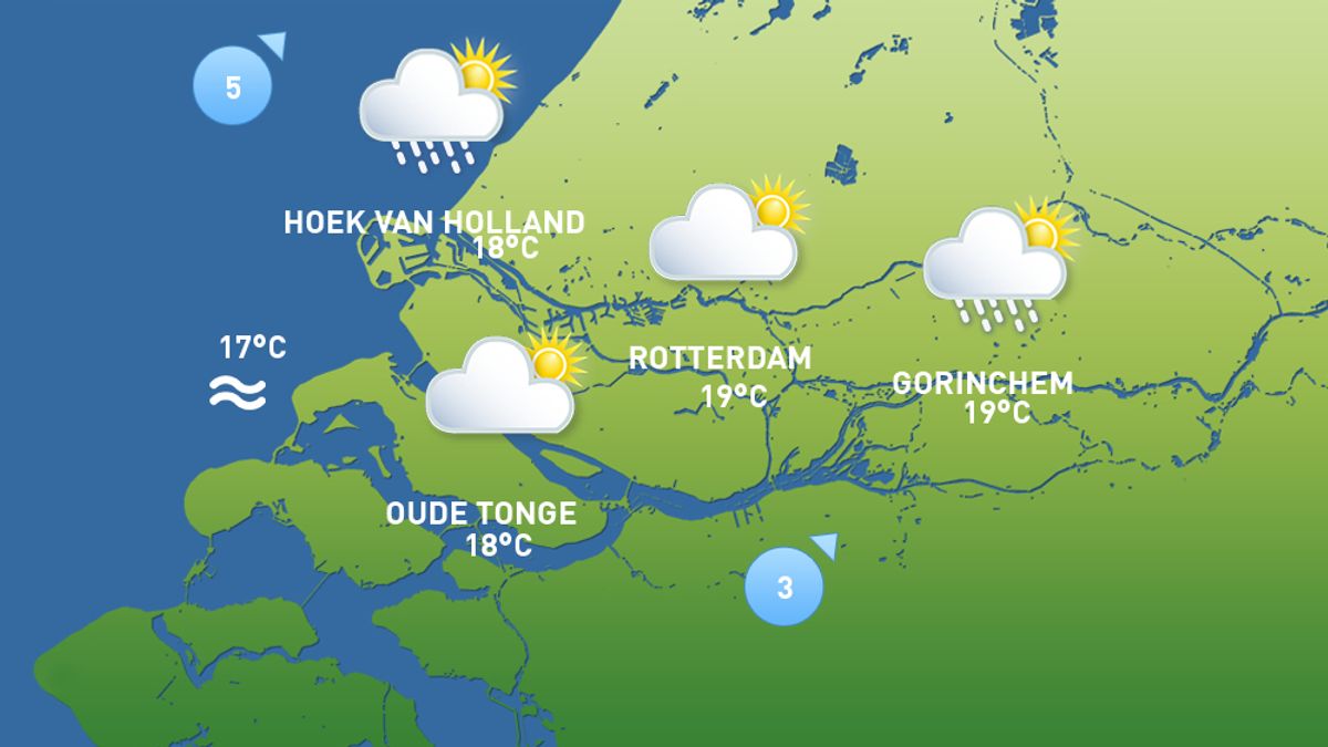 Het weer van vandaag: af en toe zon en een regenbui - Rijnmond