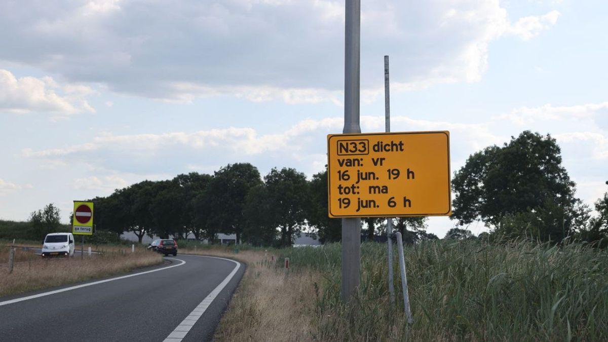 N33 gaat dit weekend dicht, ook oponthoud op A32 bij Meppel - RTV Drenthe