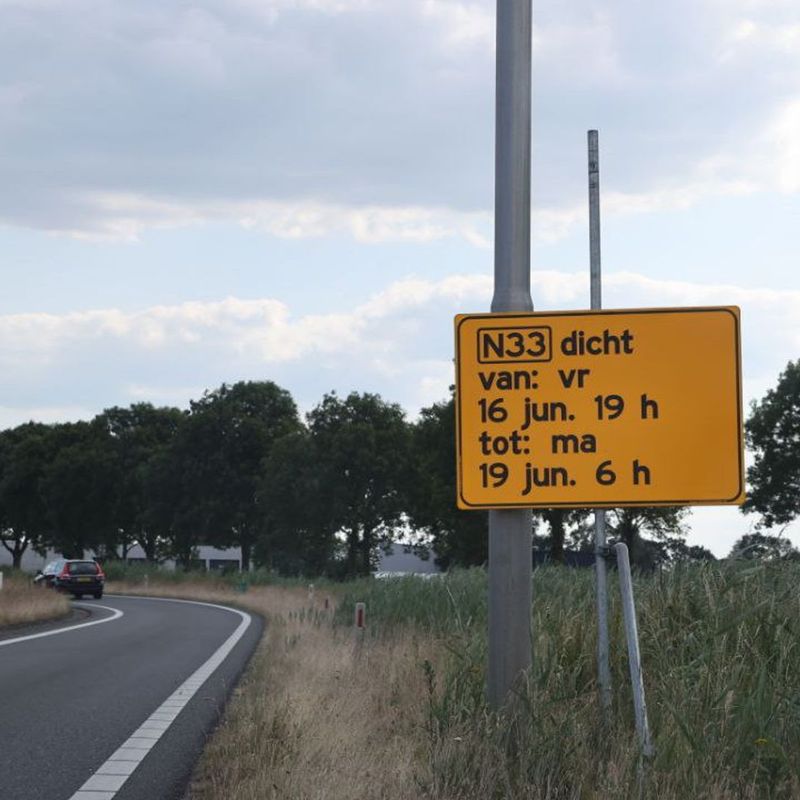 N33 gaat dit weekend dicht, ook oponthoud op A32 bij Meppel - RTV Drenthe